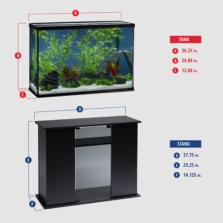 High Definition LED Ensemble Aquarium and Modern Stand 45 Gallon