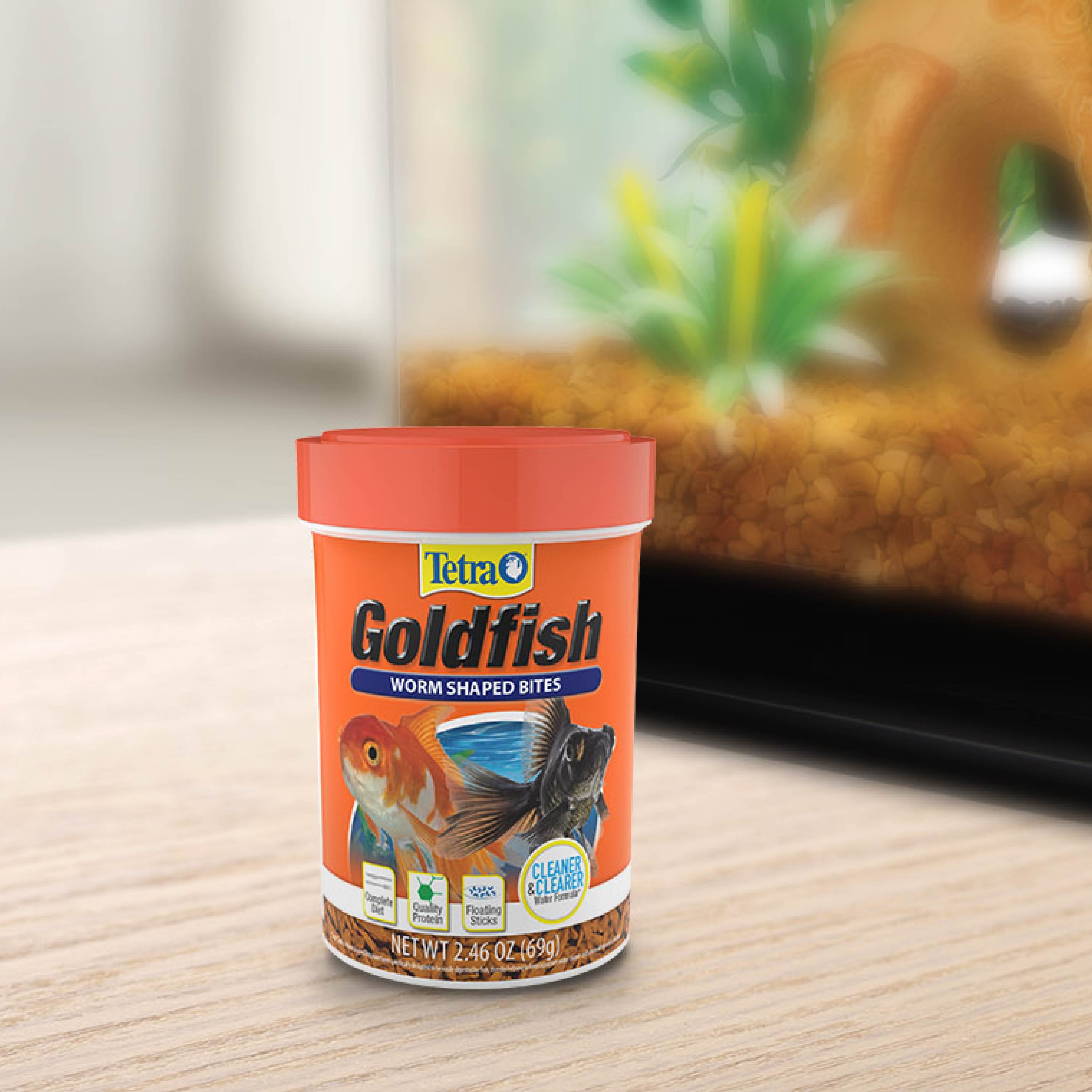 Goldfish Worm Shaped Bites Fish Food 2.46 oz